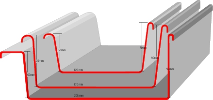 Evaco prv-bakgoot type 120 L 6000 mm grijs